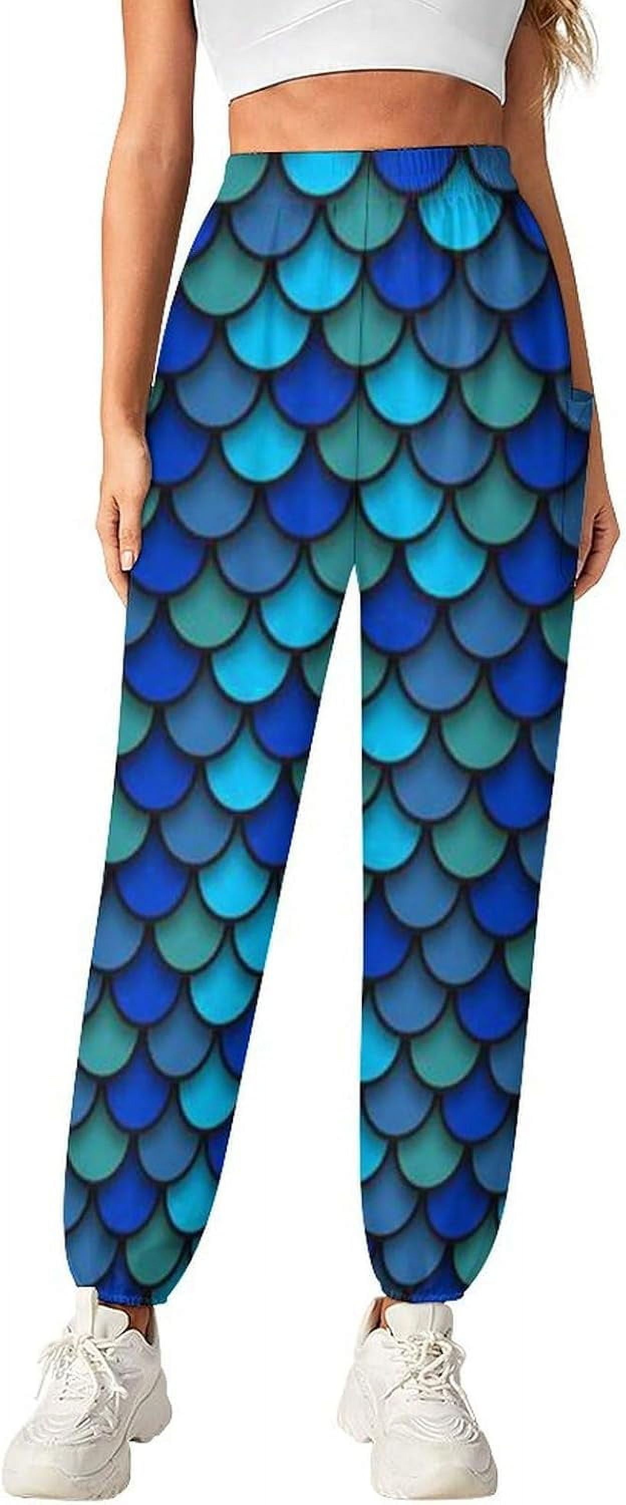 Blue Pattern of Fish Scales Women's Yoga Pants Harem Trousers with ...