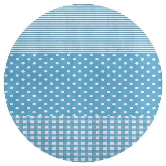 Blue Patterns in Sections. Round Carpet Non-Slip Wear-resistant for ...
