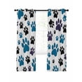 Blue Paw Print Blackout Curtains 90 Inches Long for Bedroom, Black ...