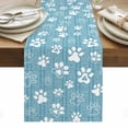 Blue Paw Print Cotton Linen Table Runner Modern Classic Blue White ...