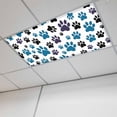 Blue Paw Print Fluorescent Light Covers, Black Animals Cat Dog Colored ...