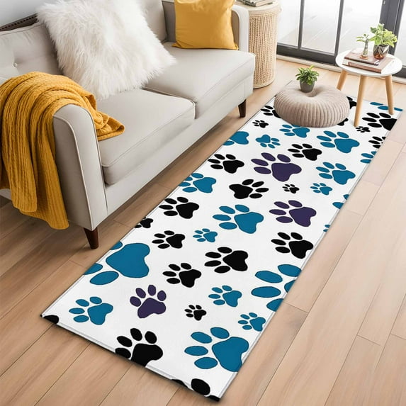 Blue Paw Print Kitchen Runner Rug 2x6 Washable Runners for Hallway Non ...