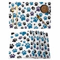Blue Paw Print Placemats Set of 6, Cotton Linen Fabric Place Mats ...