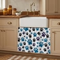 Blue Paw Print Small Cabinet Curtains 11"W x 13"L, Black Animals Cat ...