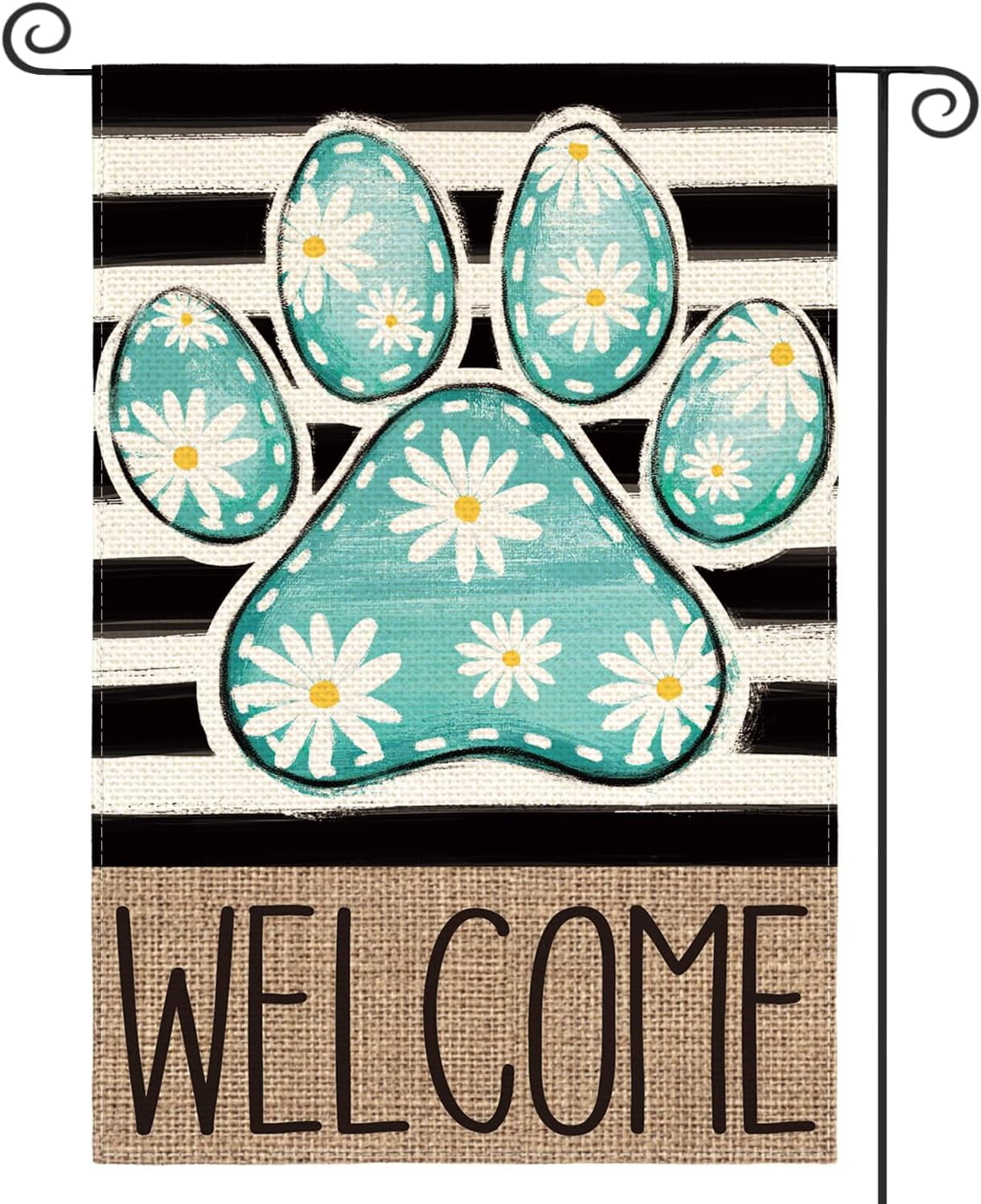 Blue Paw Print Spring Garden Flag 12x18 Inch Double Sided Outside ...