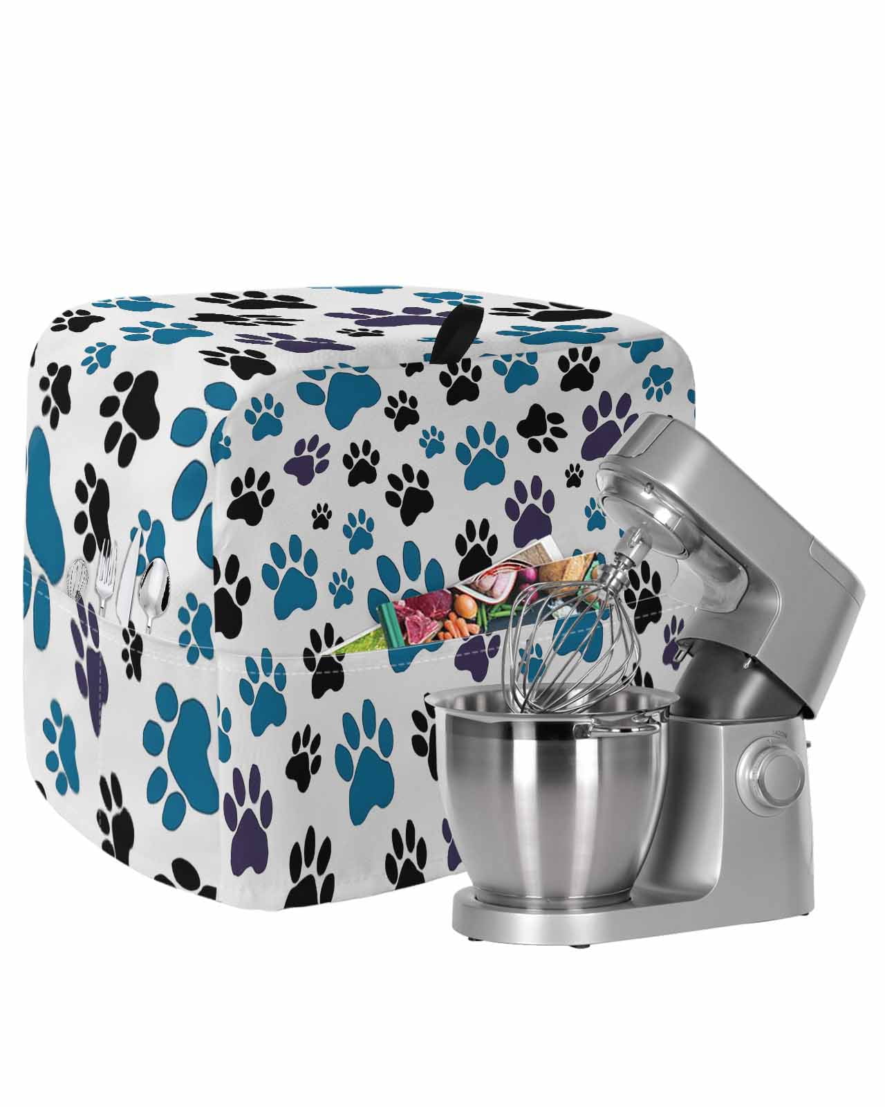 Blue Paw Print Stand Mixer Dust Cover with Storage Pocket & Handles ...