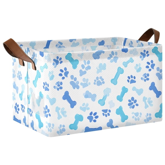 Blue Paws Bones Collapsible Storage Bin Open Home Shelf Basket Water ...