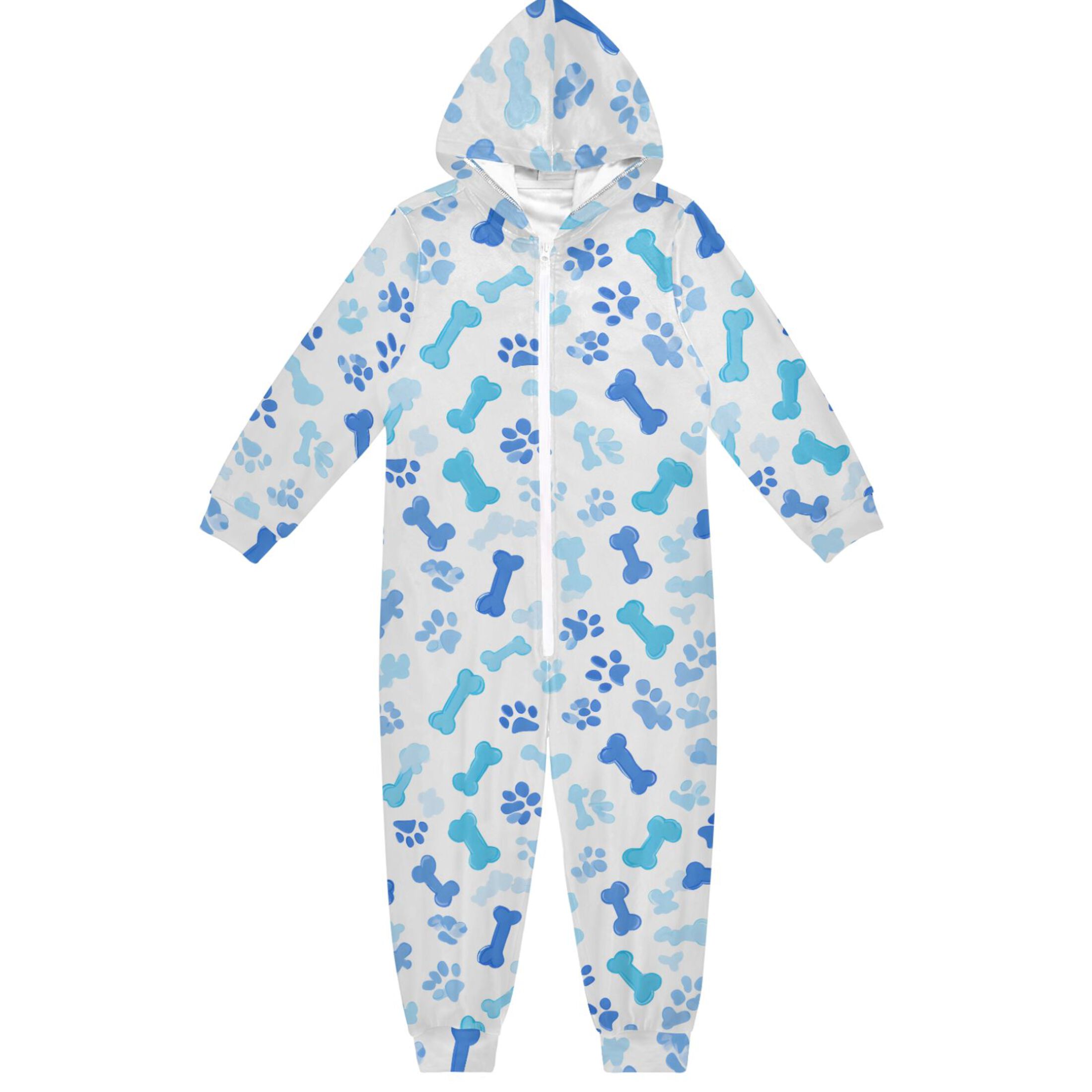 Blue Paws Bones One Piece Pajamas Soft Jumpsuit Cozy Sleep and Play ...