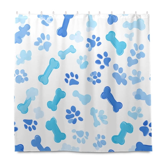 Blue Paws Bones Shower Curtain Liners Waterproof 72 Inch with C Shaped ...