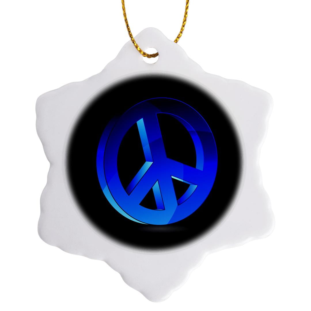 3drose, Blue Peace Sign Against a Black Background, 3 inch Snowflake ...