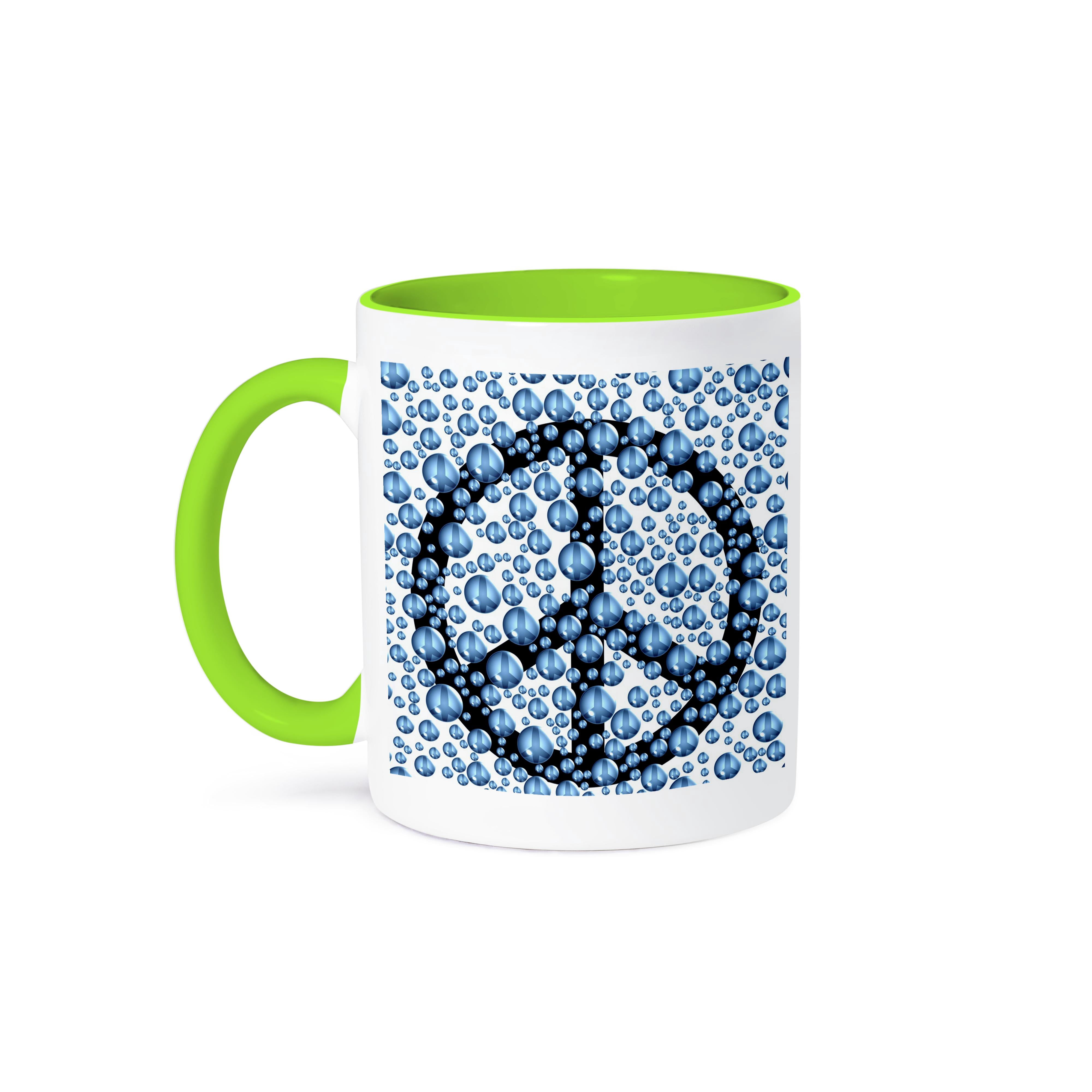 Blue Peace Sign Bubbles - Inspirational And Fun Art, 11oz Two-Tone ...