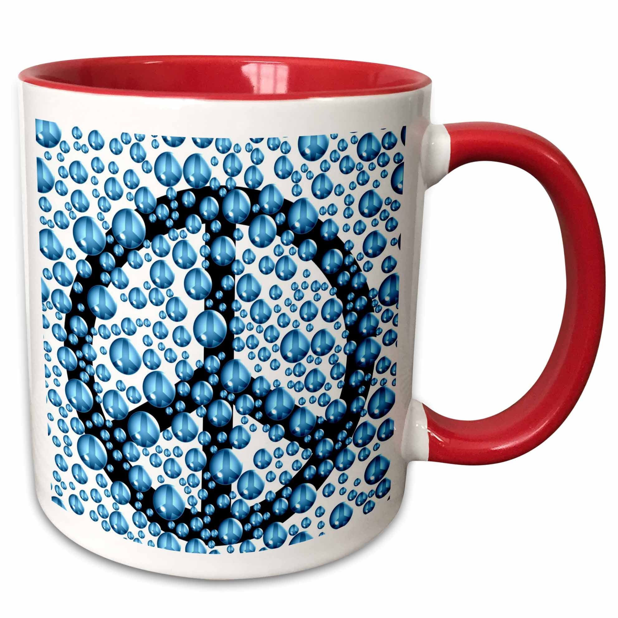 3drose, Blue Peace Sign Bubbles - Inspirational and Fun Art, 11oz Two ...