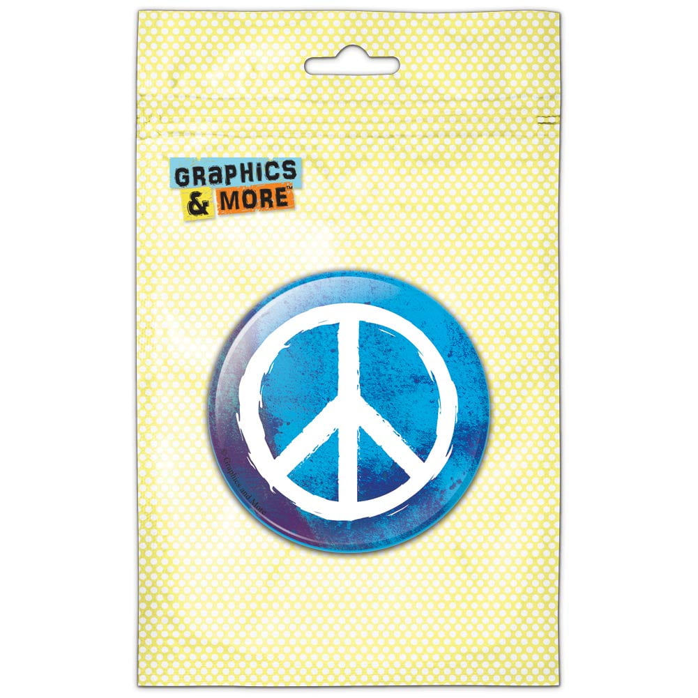 Blue Peace Sign Distressed Texture Pinback Button Pin Badge - Walmart.com