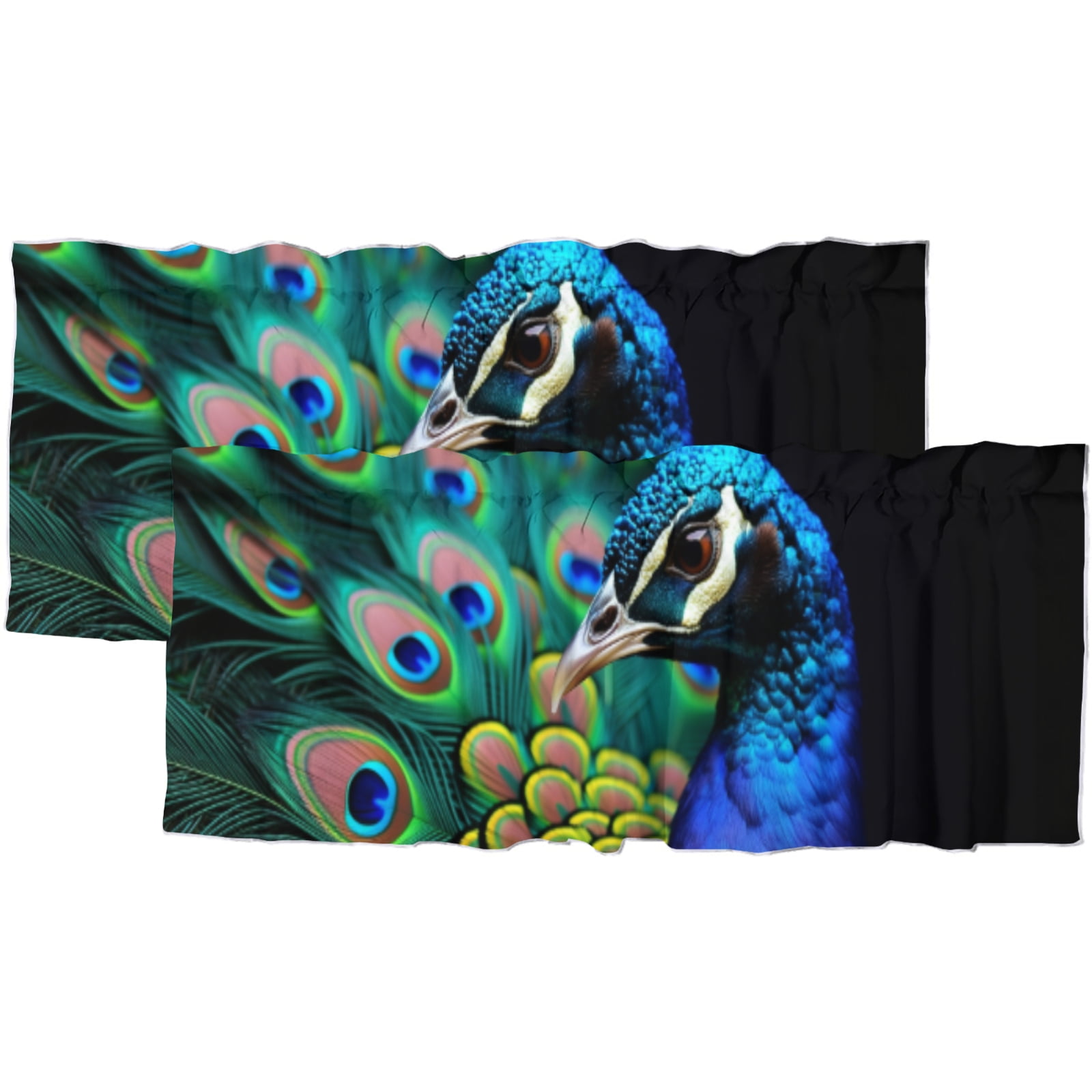 Blue Peacock Blackout Curtain Valances Beautiful Bird Watercolor ...