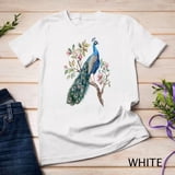 Blue Peacock Feathers Bird Flowers Tree Lovers Unisex S-5XL T-Shirt ...