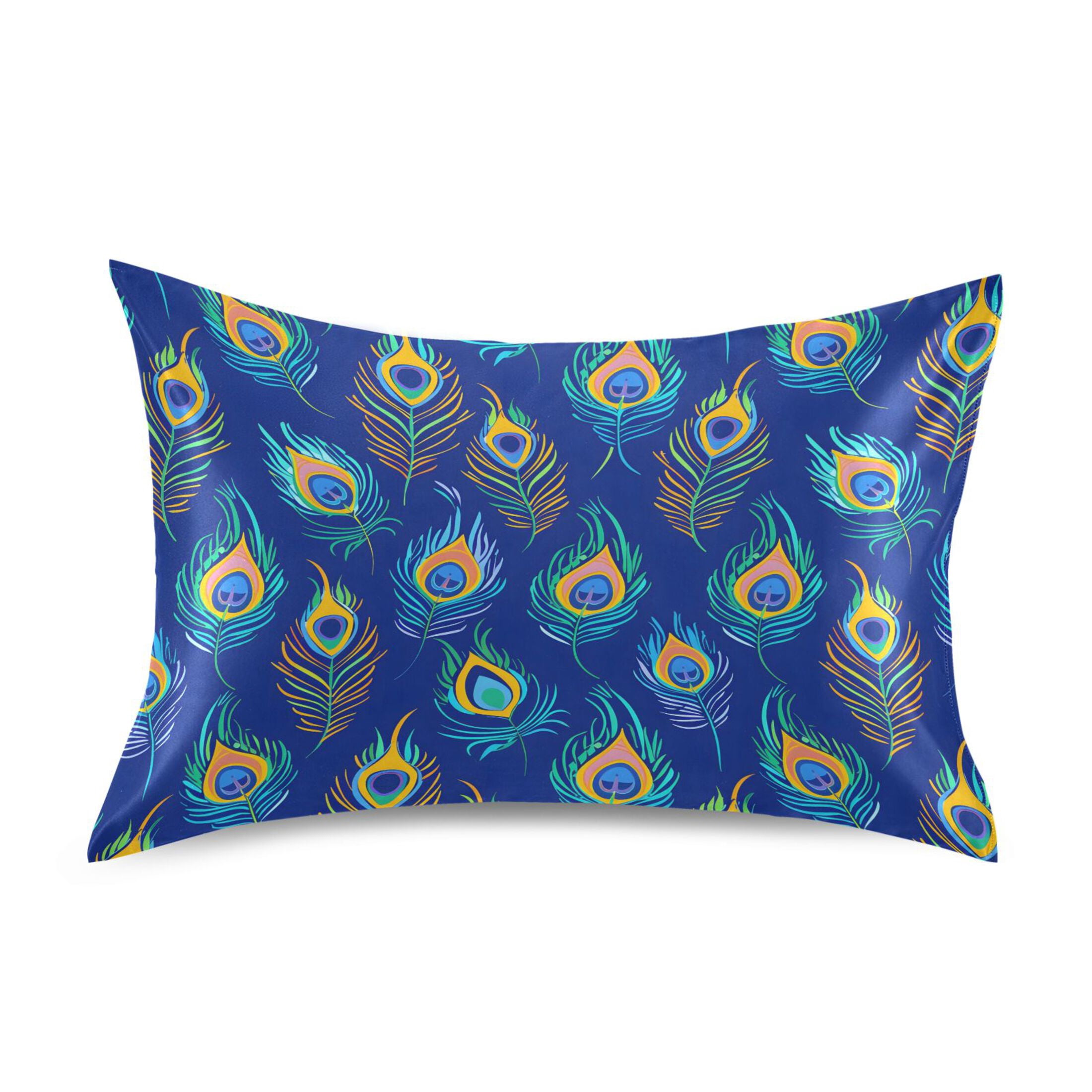 Blue Peacock Feathers Pattern Pillowcase Standard Size 20''x26'' Satin ...
