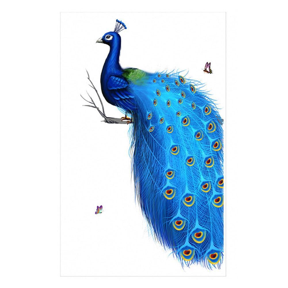 Blue Peacock Pattern Wall Sticker Self Adhesive Wall Art Decal for Home ...