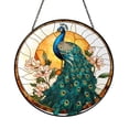 Blue Peacock Stained Glass Style Suncatcher Round Window Art ...