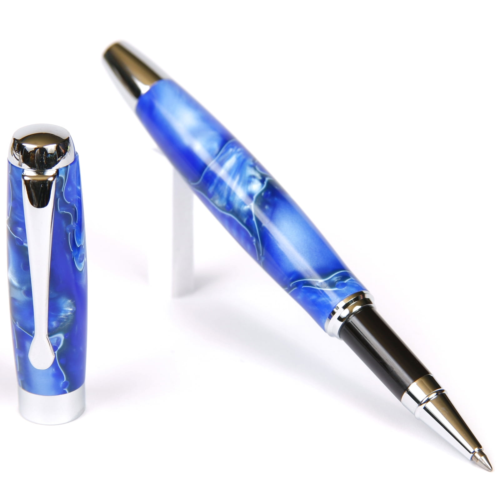 Blue & Pearl Marbleized Gloss Body, Tuscany Rollerball Pen (Black Ink ...