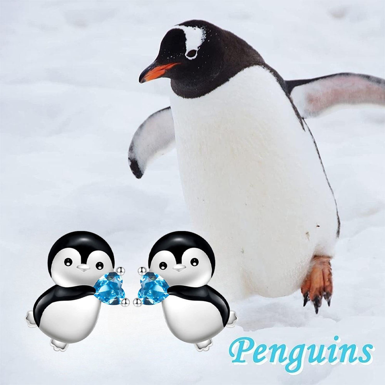 Blue Penguin Earrings Funny Animal Earrings 3D Effect Women Earrings ...