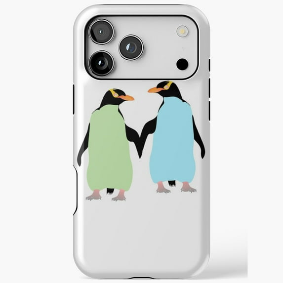 Blue Penguins Holding Hands Case Compatible with iPhone 11-17 Pro Max ...