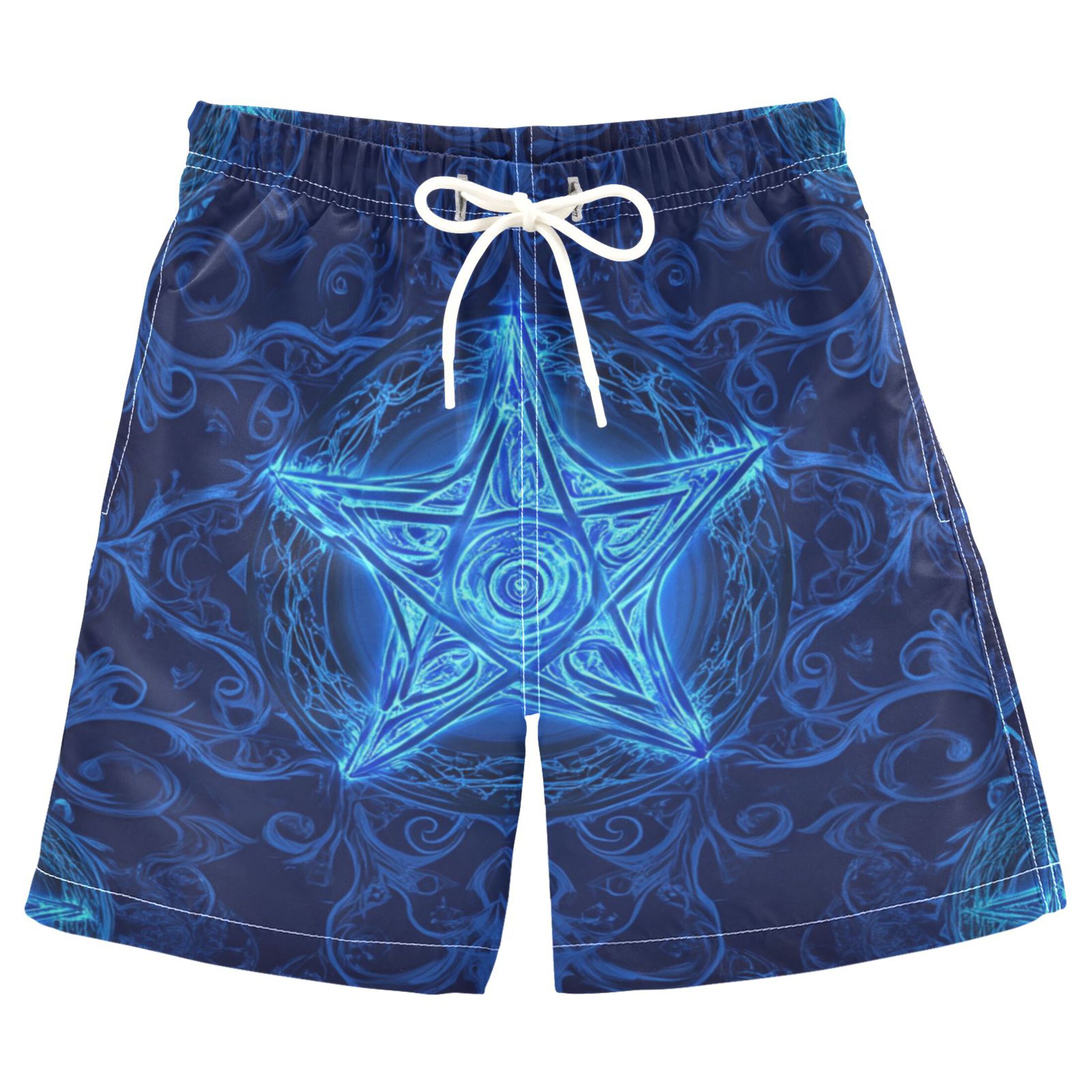 Blue Pentacles Abstract Pattern Boys' Beach Pants Board Shorts Swim ...