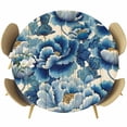 Blue Peonies Round Tablecloth 36-44 Inch Round Fitted Table Cloth with ...