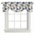 Blue Peony Tie Up Valance Curtains Watercolor Ombre Flowers Petal Leaf ...