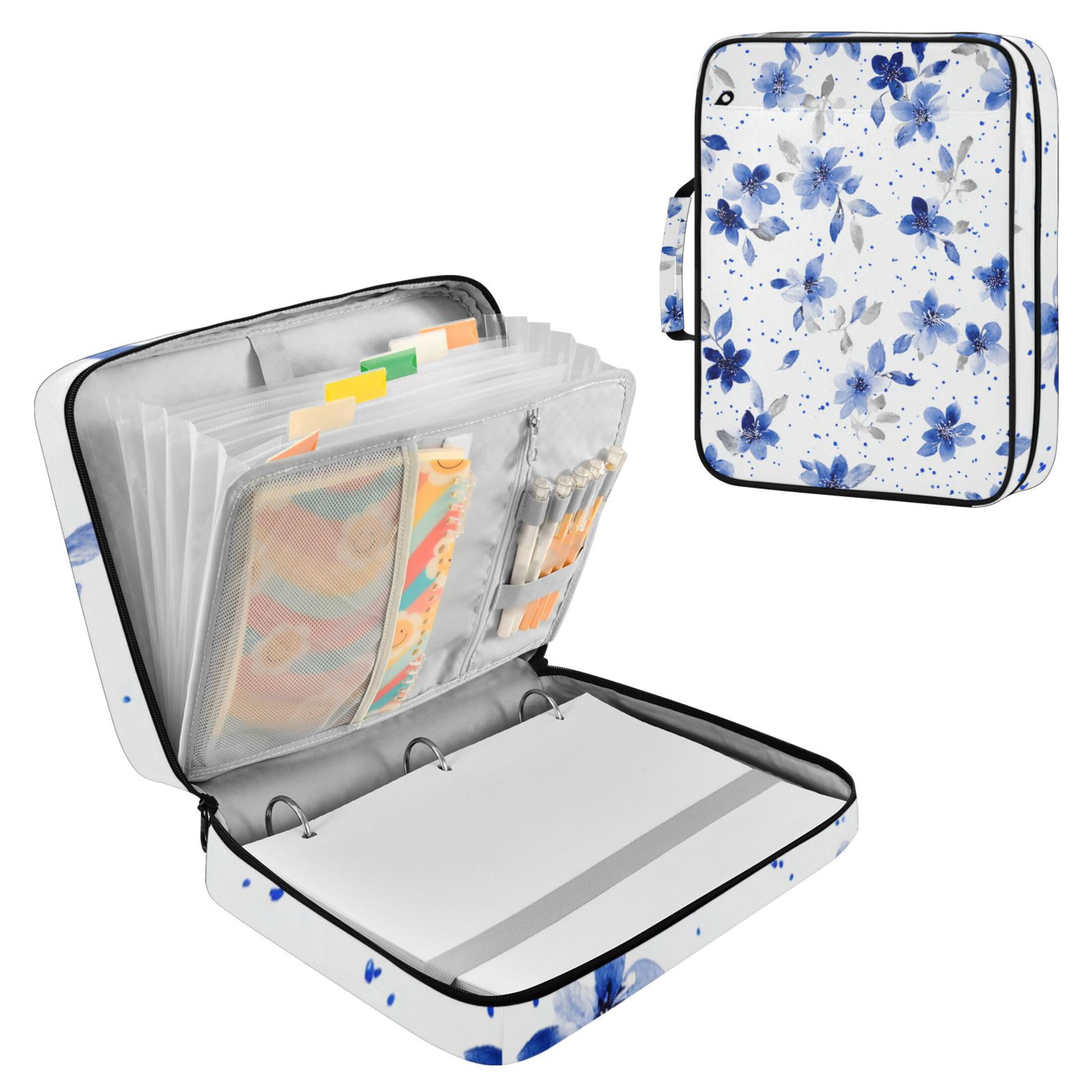 Blue Petals Watercolor Accordion File Organizer Expanding File Folder 3 ...
