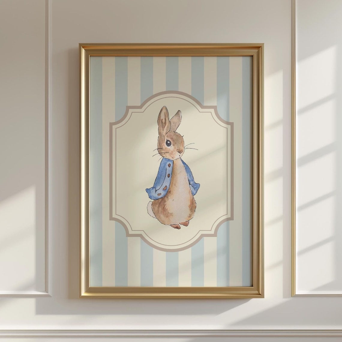 Blue Peter Rabbit Illustration Print, Nursery Decor, Abstract Painting ...