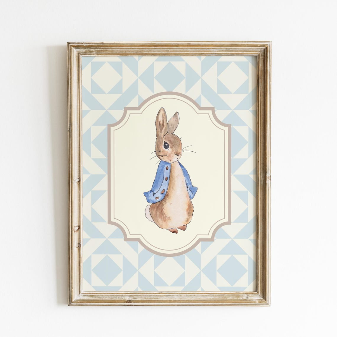 Blue Peter Rabbit Illustration Print, Nursery Decor, Abstract Painting ...