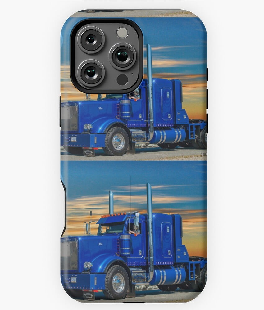 Blue Peterbilt Big Rig Semi Truck Phone Case for iPhone 16 15 14 13 12 ...