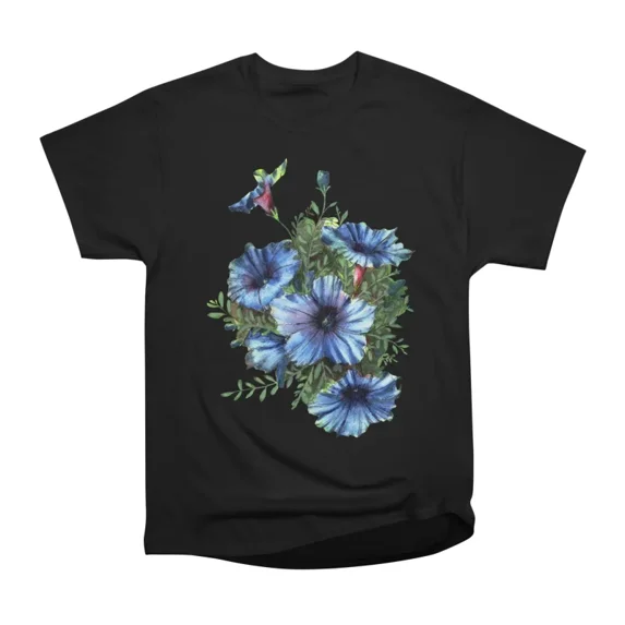 Blue Petunia Flowers Painting T-Shirt Tee Gift For Him Merch For Her ...