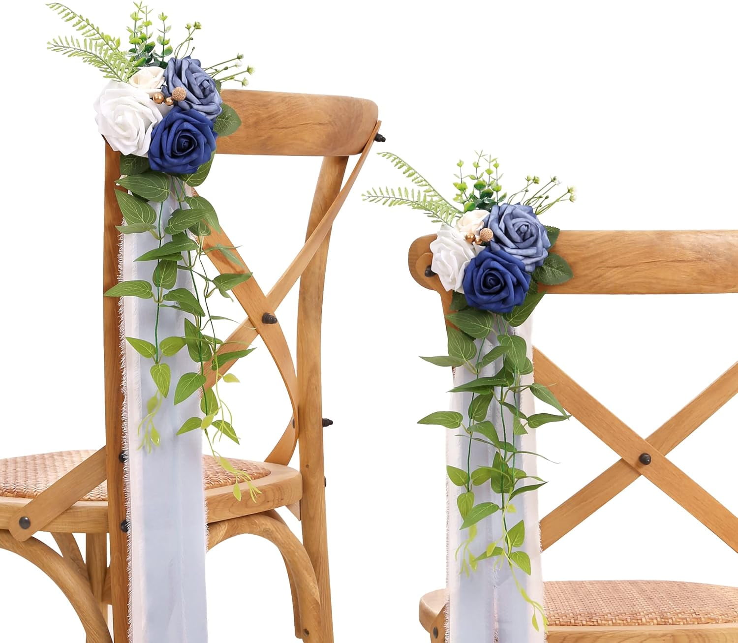 Blue Pew Flowers Set of 10 for Wedding Ceremony Party Chair Decor with ...
