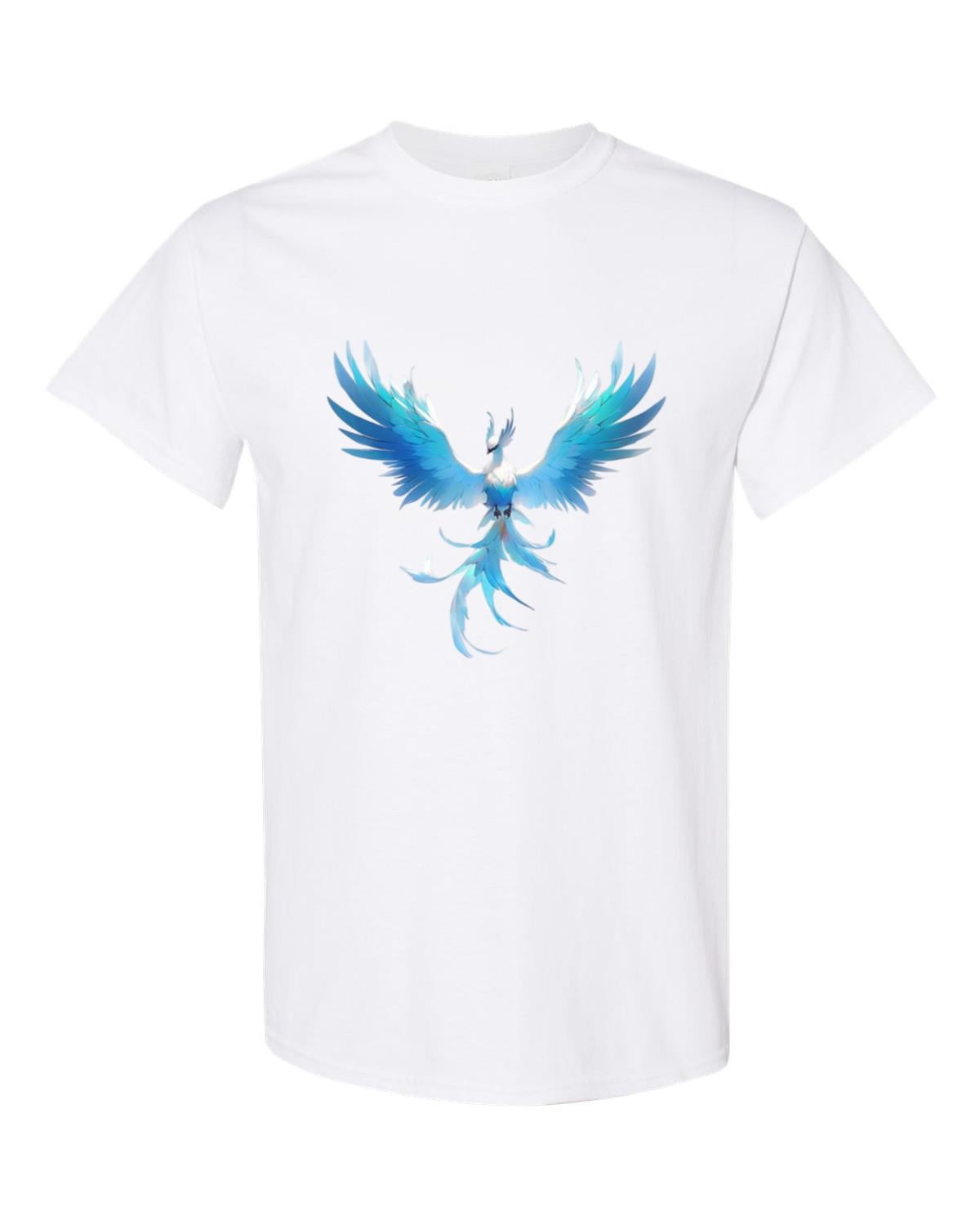 Blue Phoenix Firebird Rising in Fiery Artistic Style T-Shirt, for men ...
