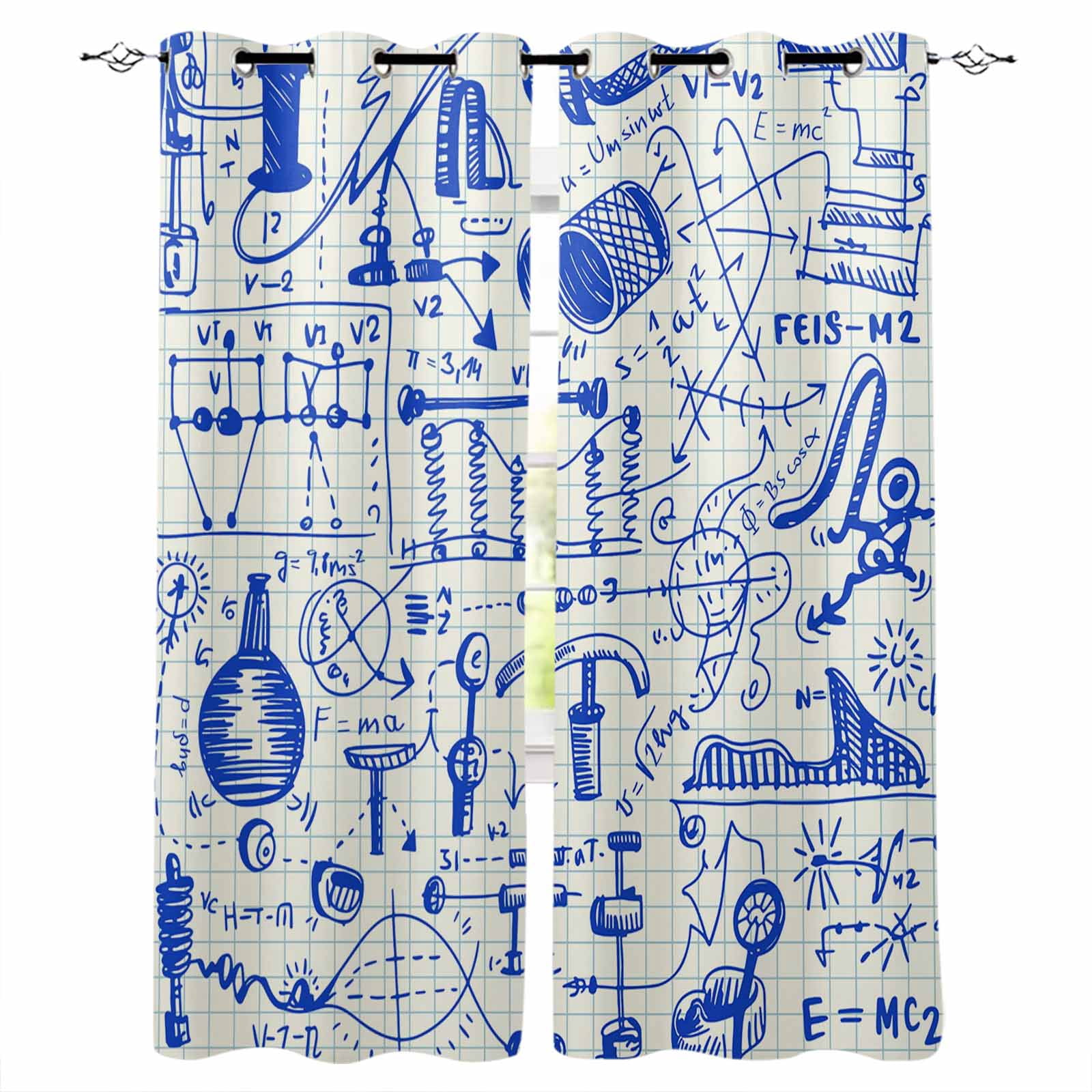 Blue Physics Blackout Curtains for Bedroom/Living Room, Thermal ...