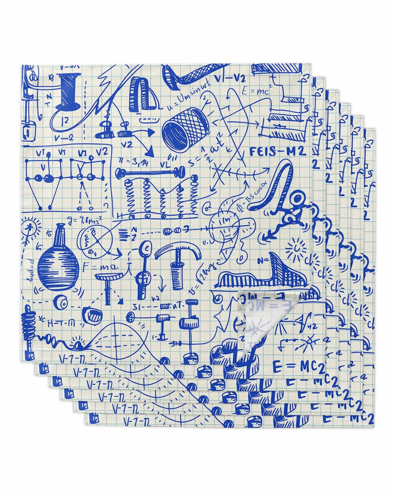 Blue Physics Cloth Napkins Set of 6 Reusable Dinner Napkins, Model ...
