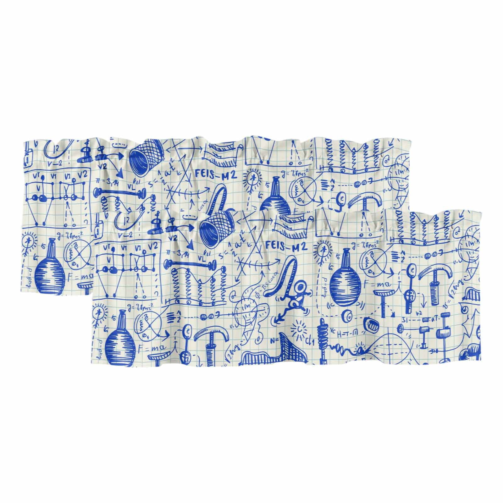 Blue Physics Curtain Valances for Windows, Kitchen Valance Window ...