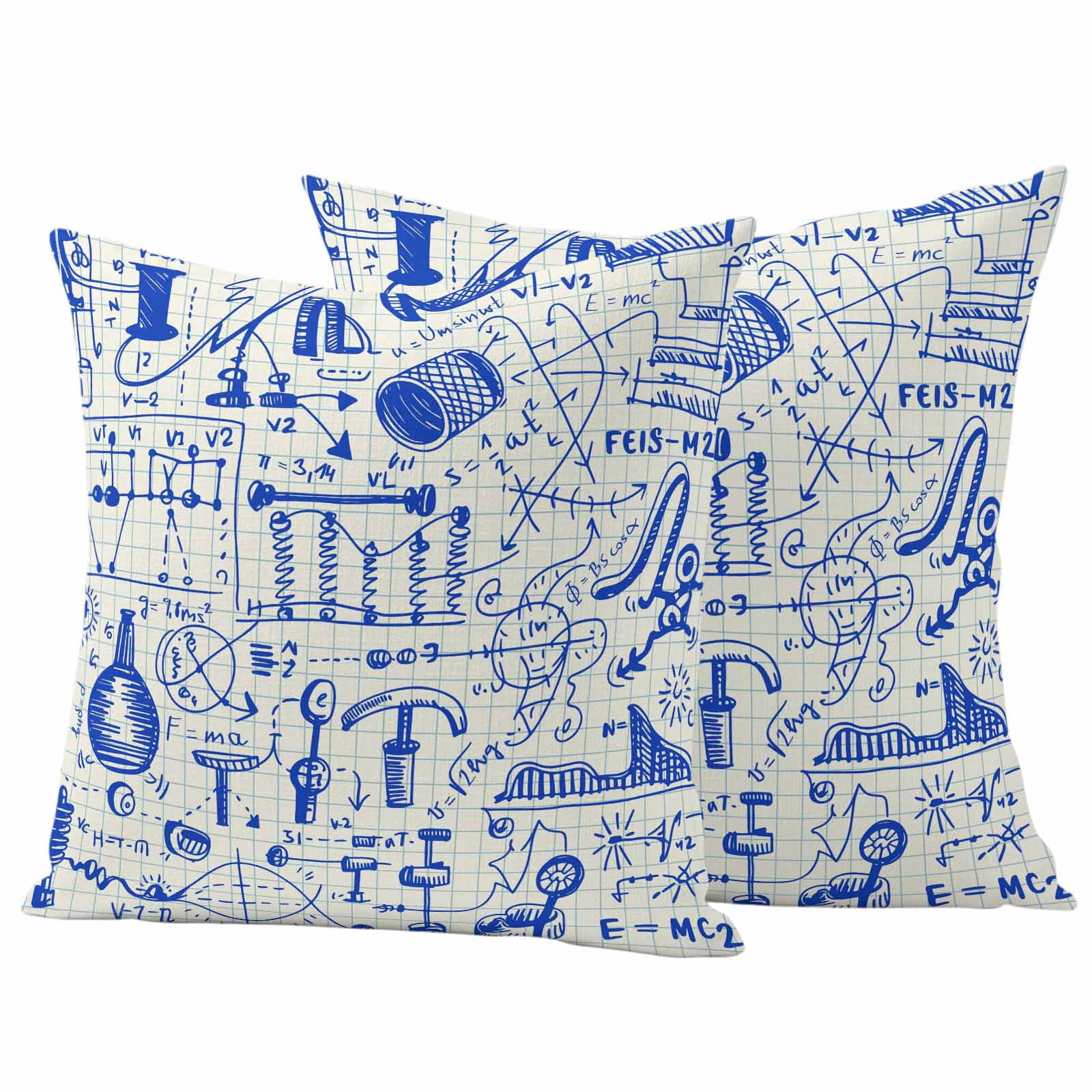 Blue Physics Outdoor Pillow Covers 20"x20" Set of 2,Waterproof Throw ...