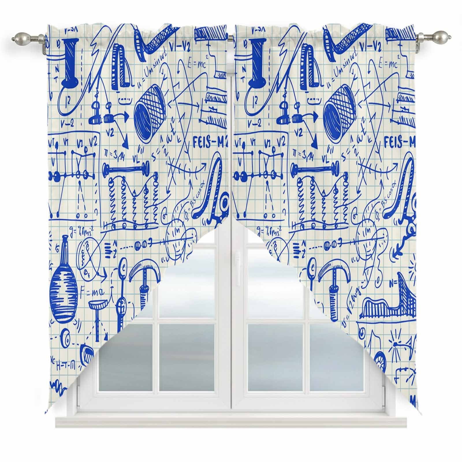 Blue Physics Swag Curtains for Living Room/Bedroom, Model Laboratory ...