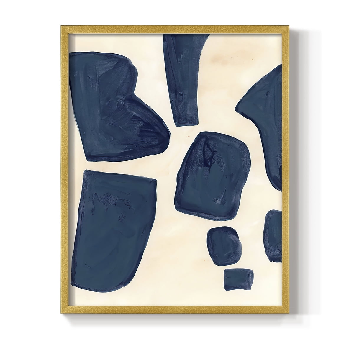 Blue Pieces I Framed Print in Gold Solid Wood Framed Print No Nail ...