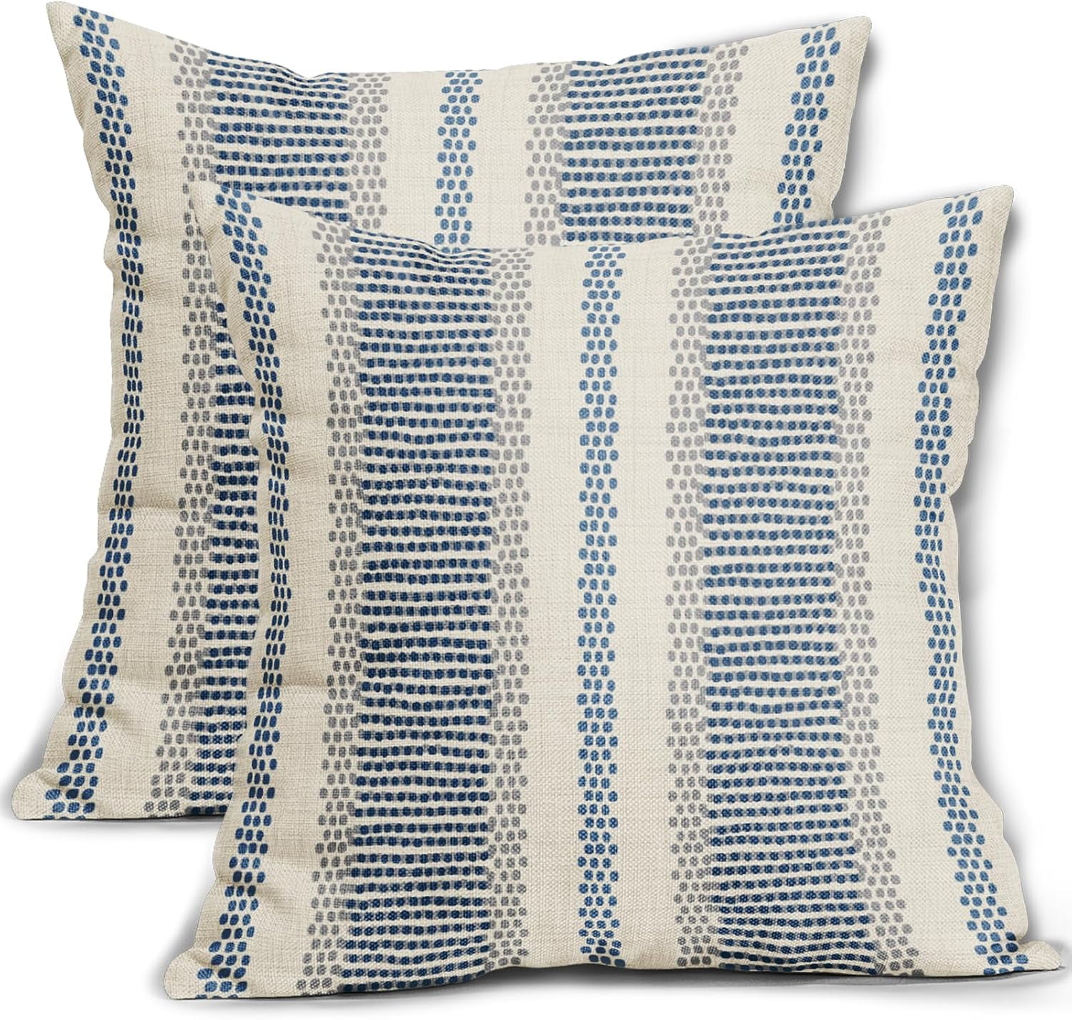 Blue Pillow Covers 20x20 Set of 2 Gray Grey Dot Print Striped ...