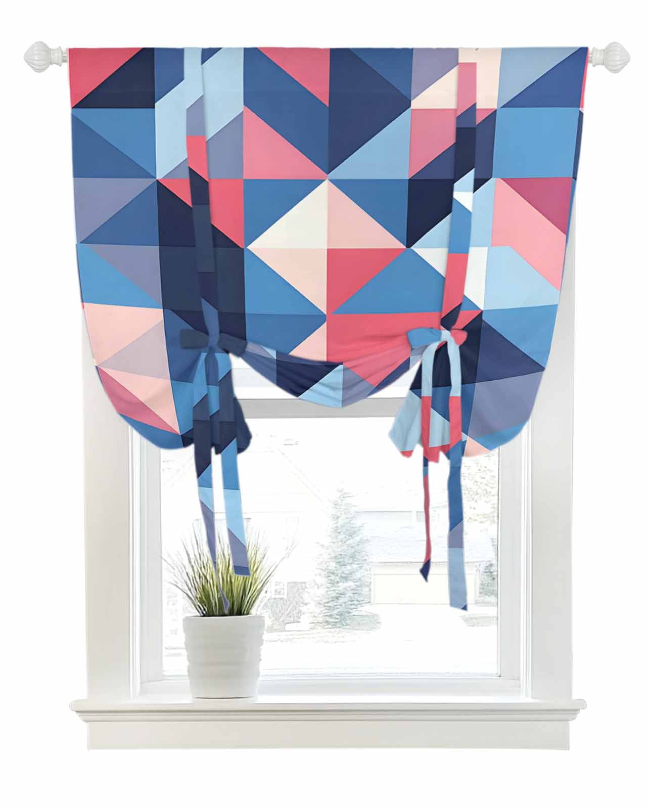 Blue Pink Abstract Art Tie Up Curtains for Window, Thermal Insulated Balloon Shade Adjustable ...