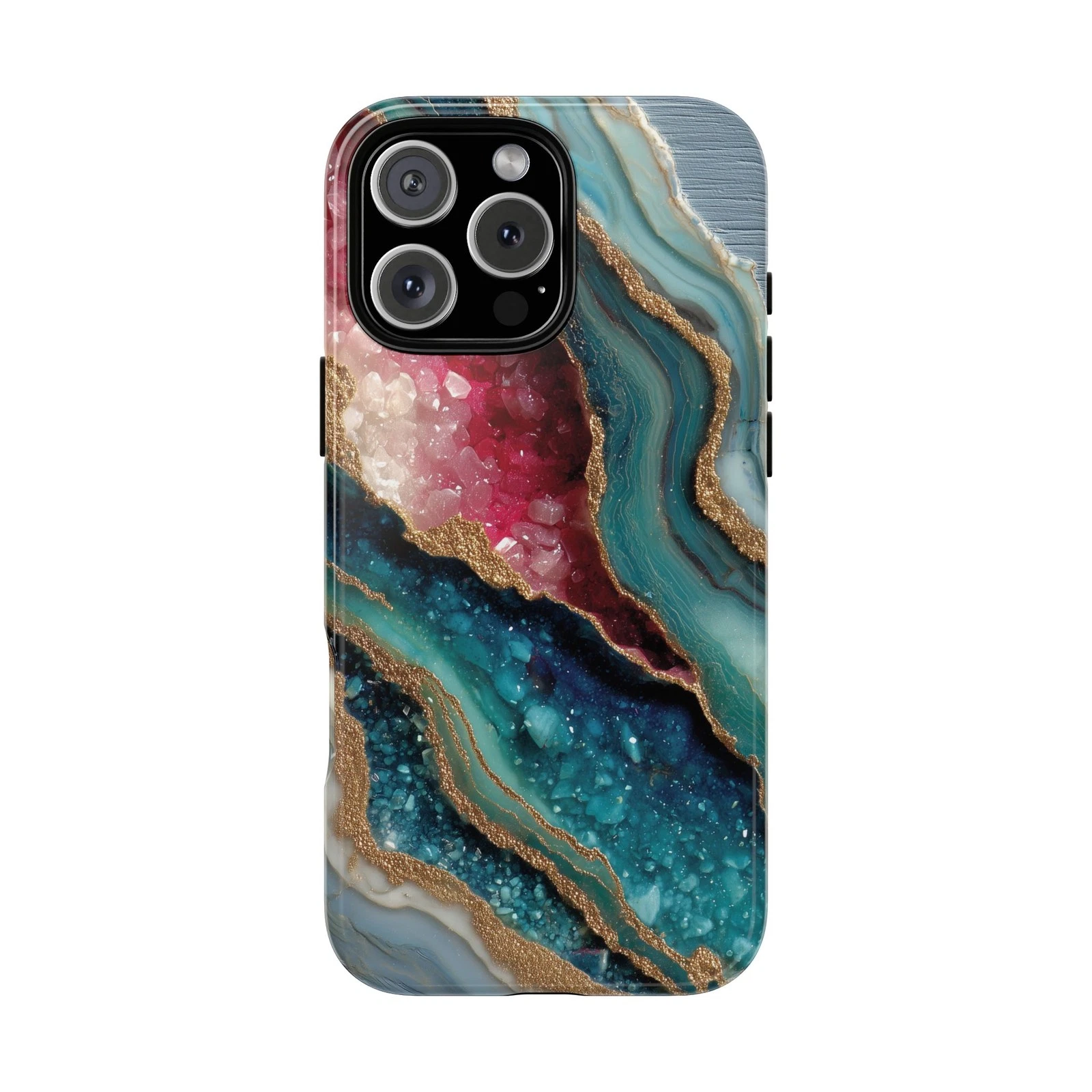 Blue Pink Agate Quartz Pattern iPhone Case 17 16 15 14 13 12 11 Pro Max ...