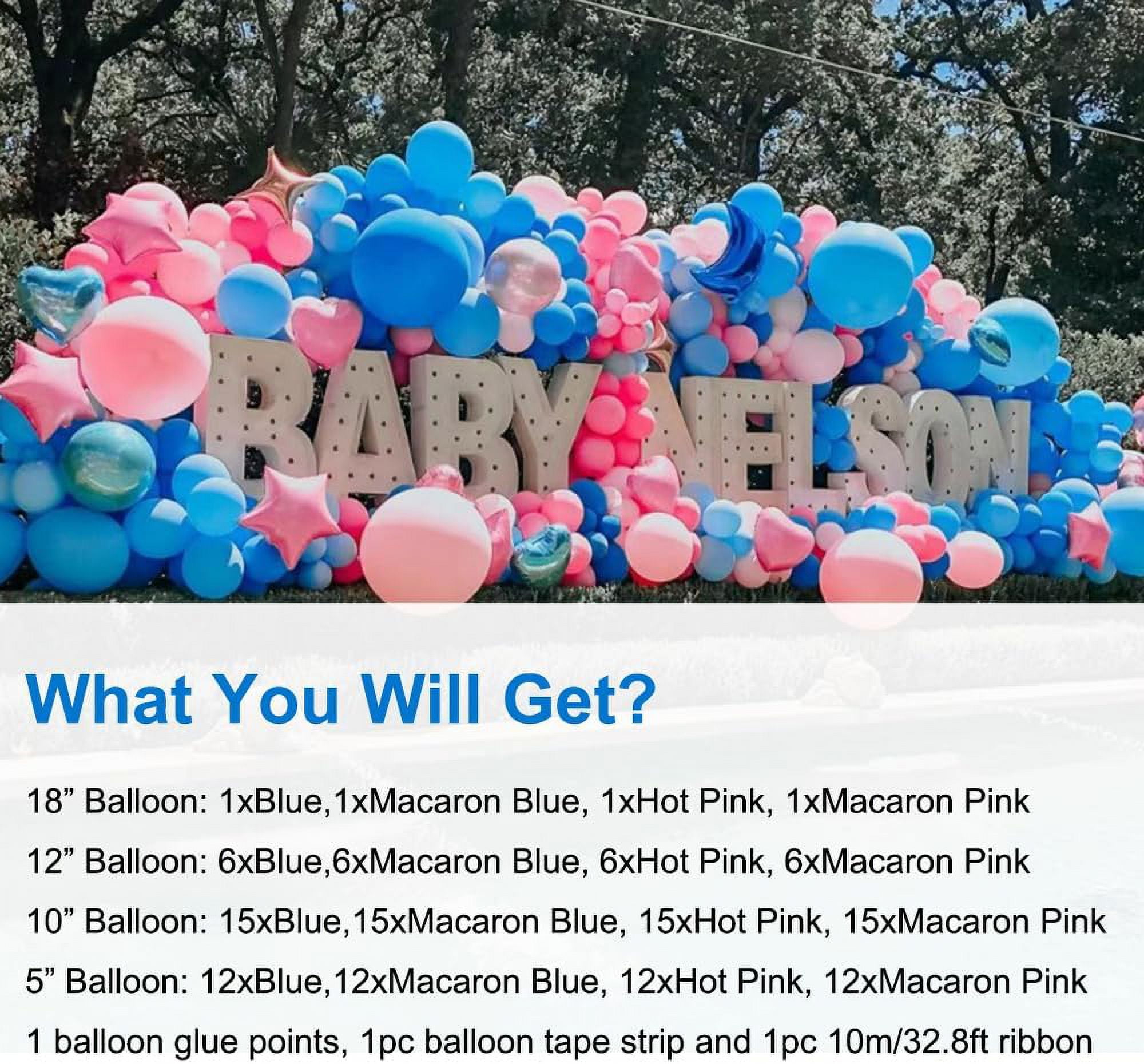 Blue Pink Balloon Garland Kit, 139Pcs Macaron Blue Hot Pink Balloon ...