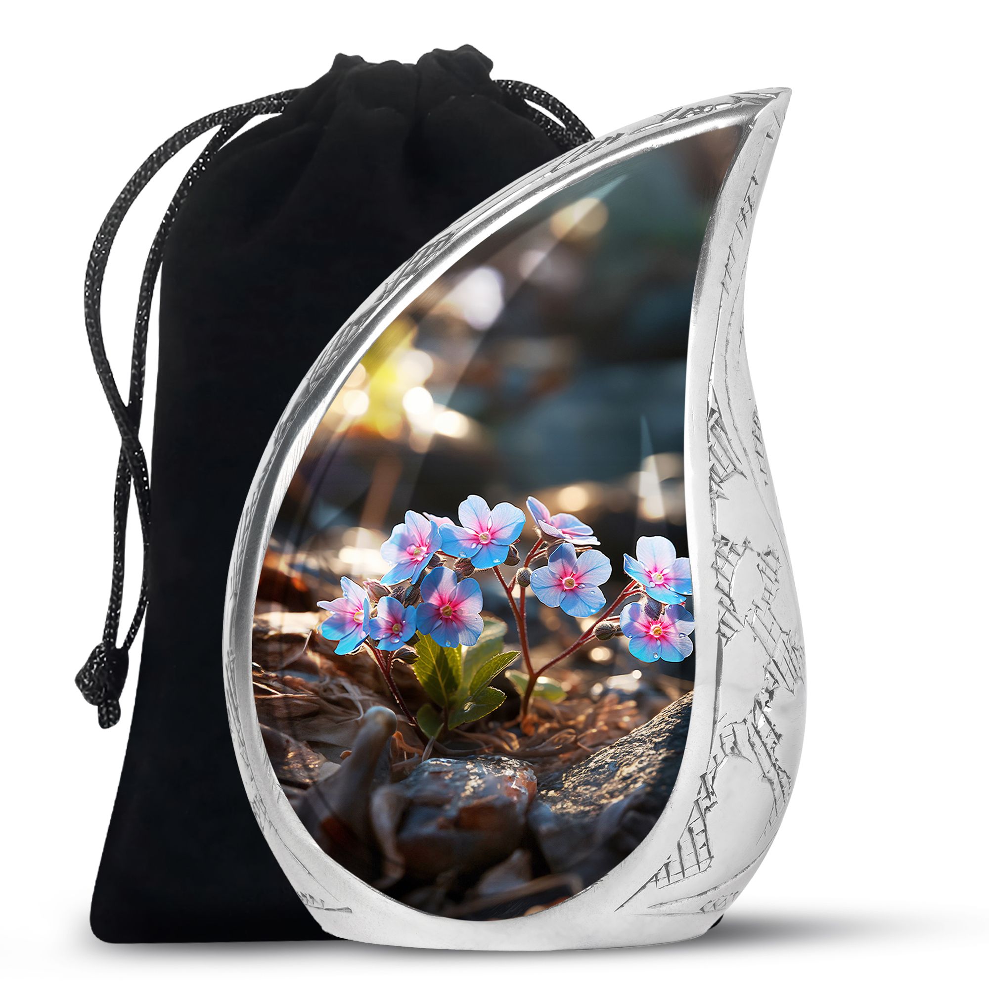 Blue & Pink Beautiful Flower Large Urns for Human Ashes Adult Female ...