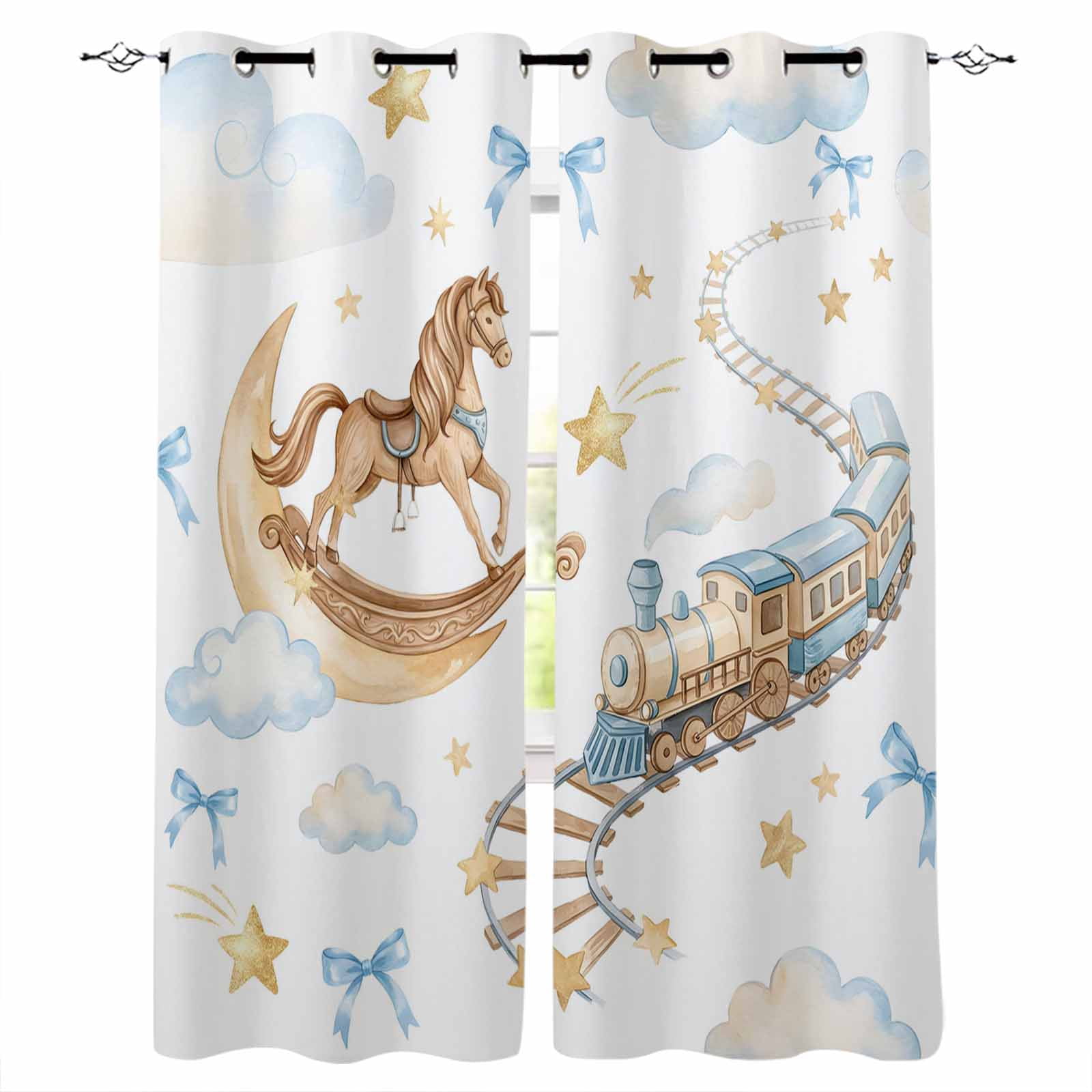 Blue Pink Blackout Curtains for Bedroom Living Room Darkening Curtains ...