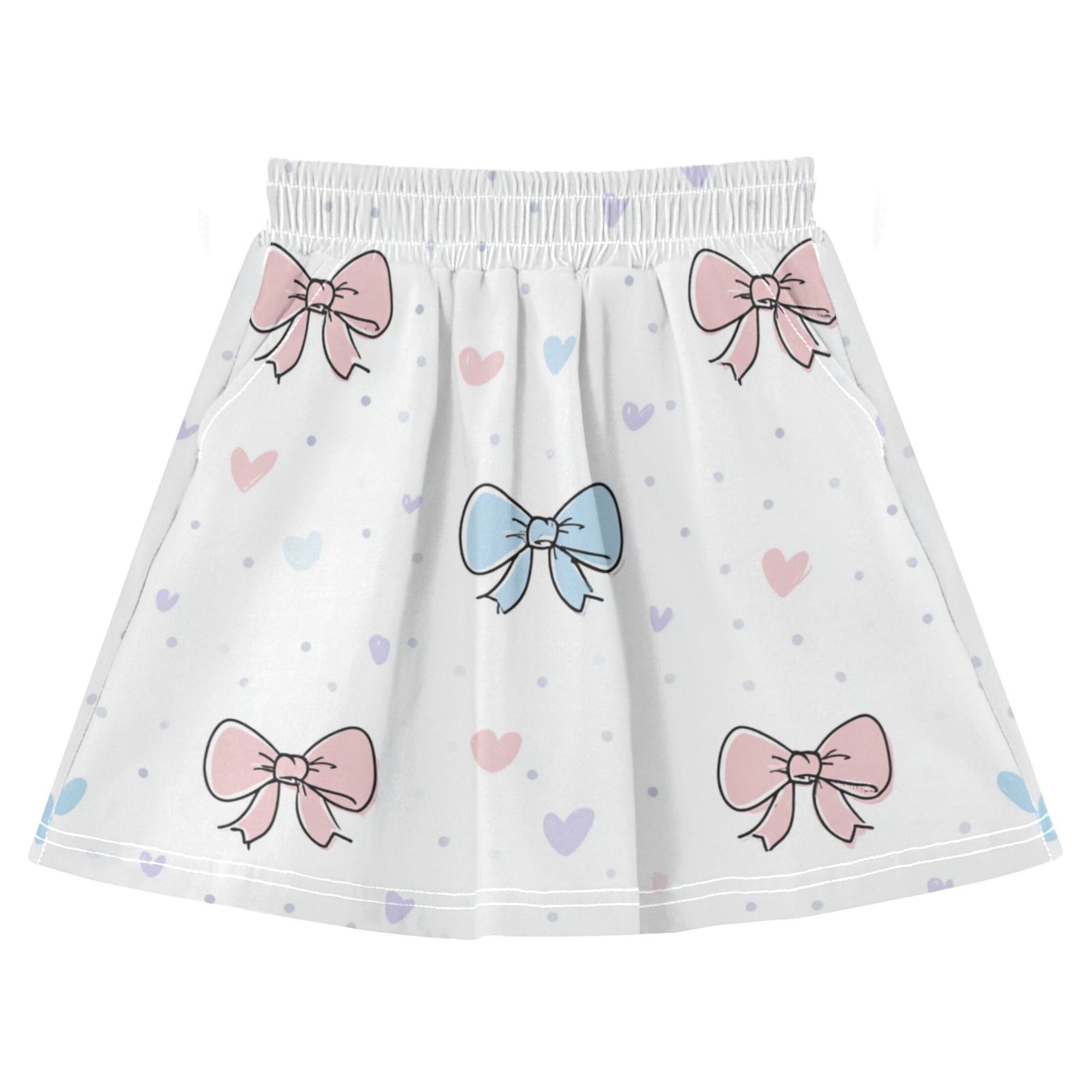 Blue Pink Bowknots Hearts Valentine Girls' Skirts A-Line Skirts with ...