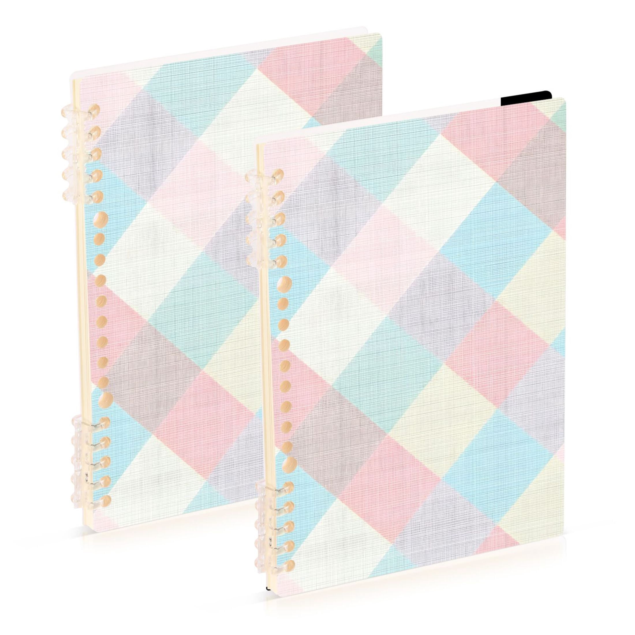 Blue Pink Checkered Pattern A5 Notebook Set of 2 Refillable 60 Sheets ...
