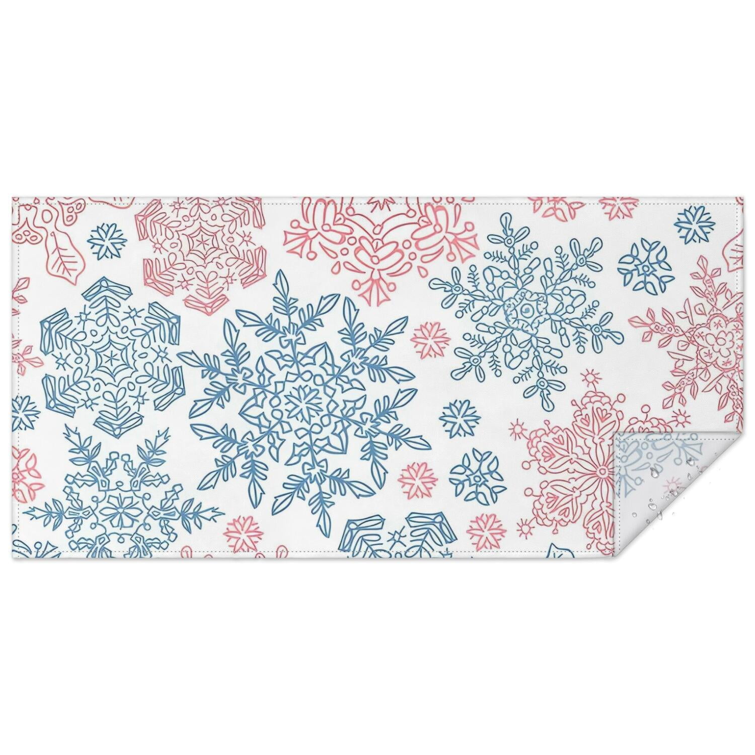Blue and Pink Christmas Snowflake Pattern Rectangle Tablecloth 60"x120 ...